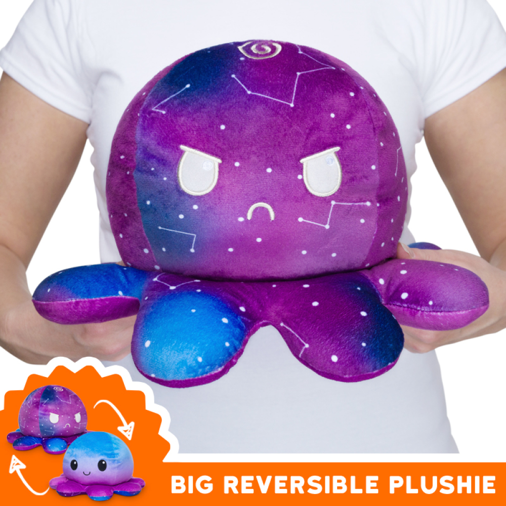 BIG Reversible Octopus Plushie: Happy Blue Gradient and Angry Galaxy ...